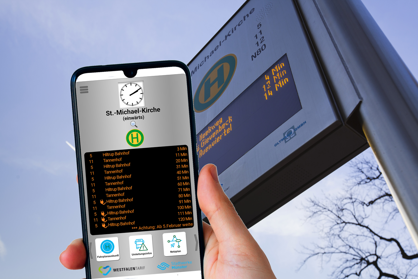 Bus-Abfahrtszeiten in Echtzeit - Stadtwerke Münster